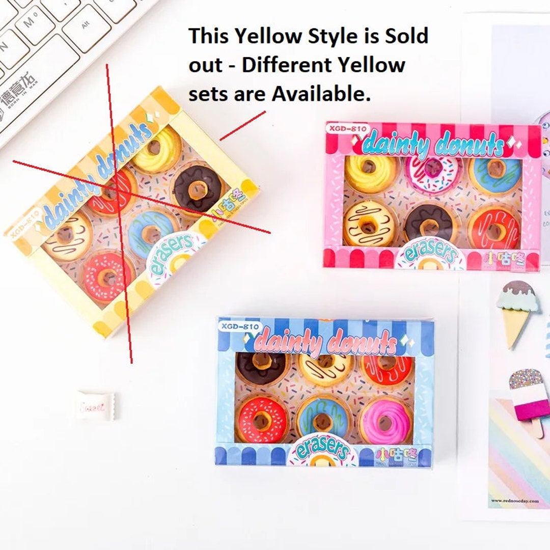 6 Pcs Cute Donut Erasers Set | Kids Eraser | Teach Gift | Promotion ...