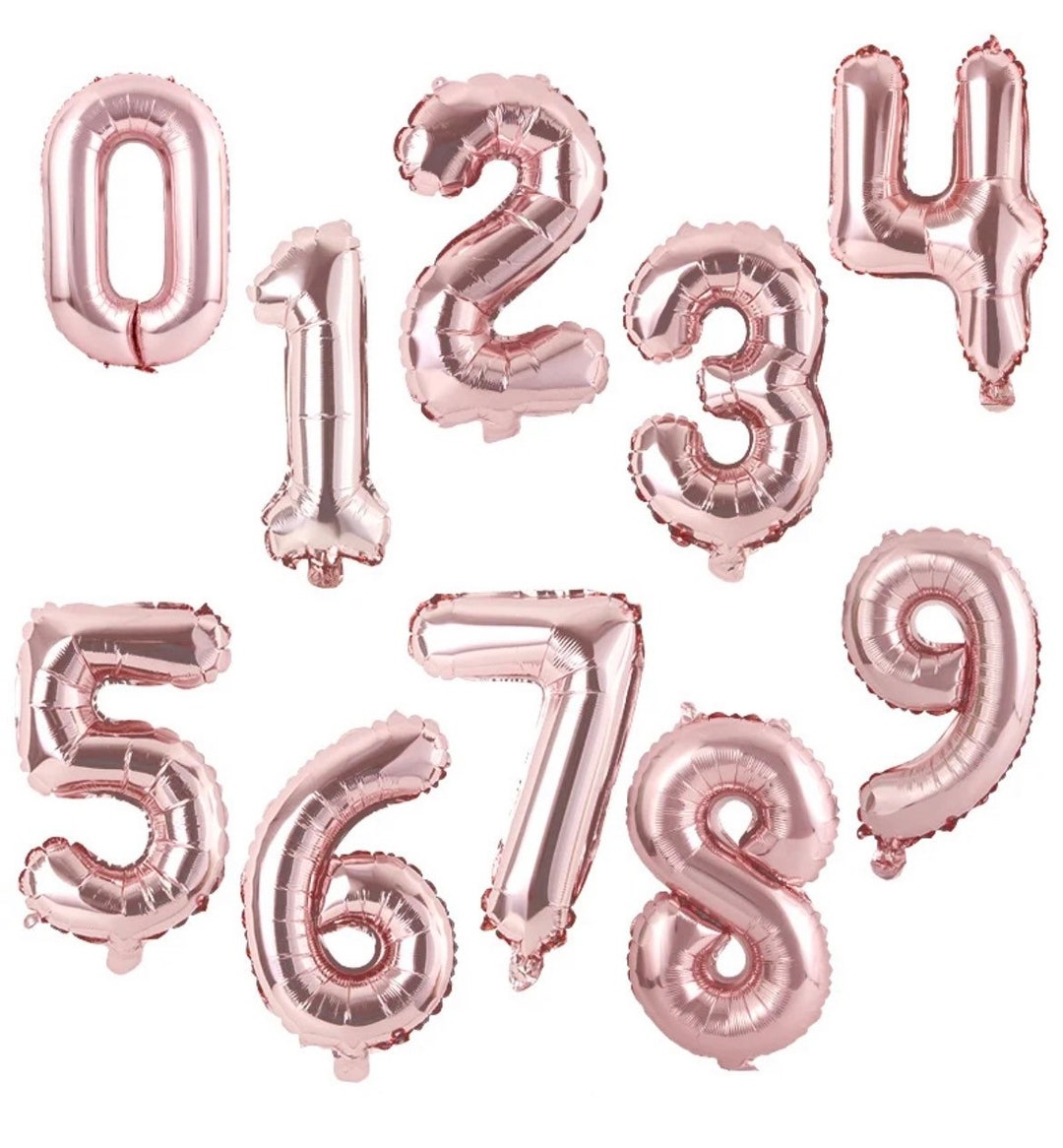 Rose Gold Number Balloons - 2 Sizes Available in 16" & 32", Holiday ...