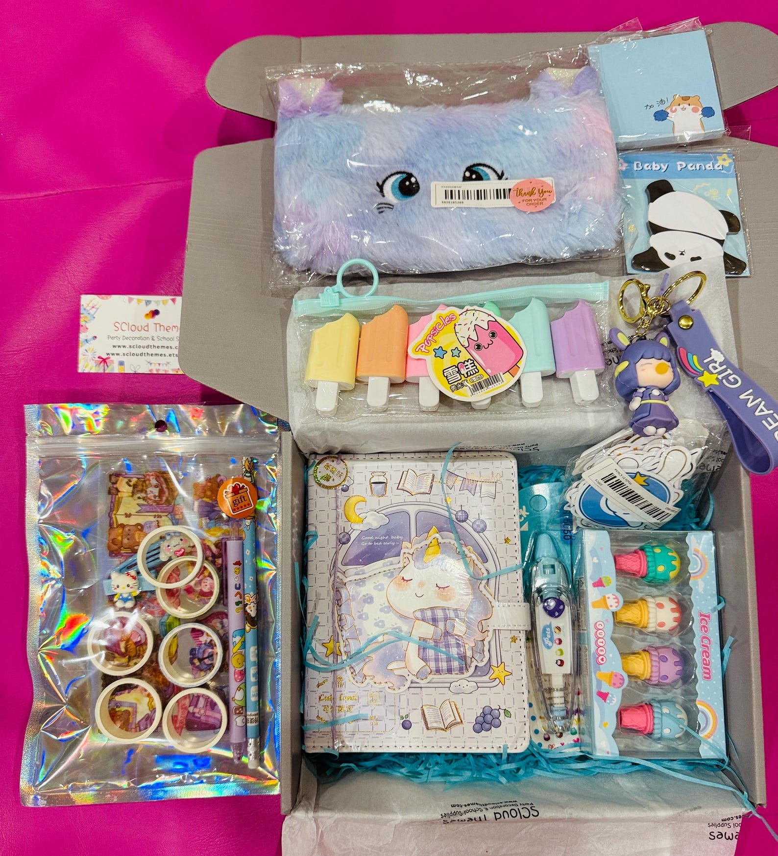 Pink Bunny Stationery Gift Box Bundle | Preset Box of Notebooks, Sticky ...