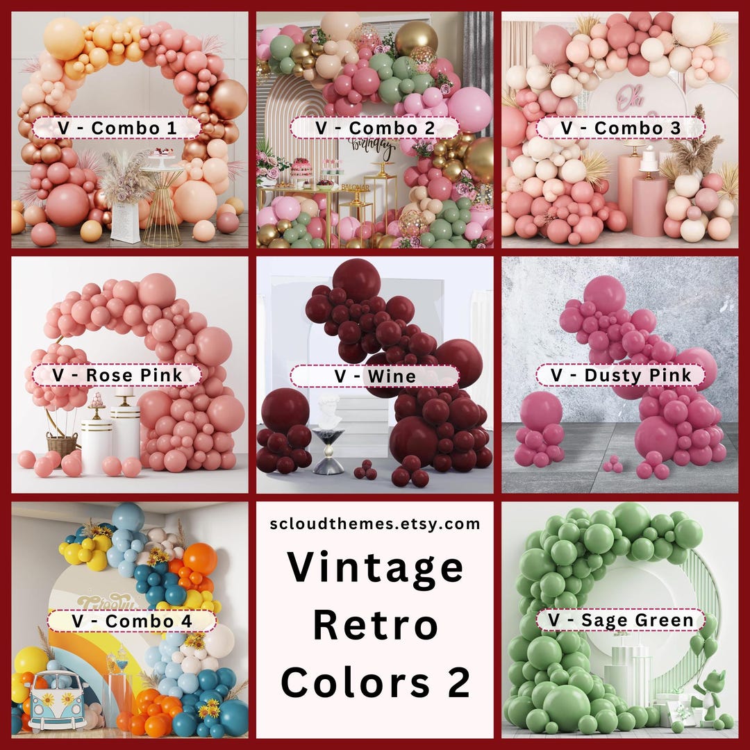 Balloon Garland Set - 84 Balloons - Pastel Metallic Retro Vintage ...