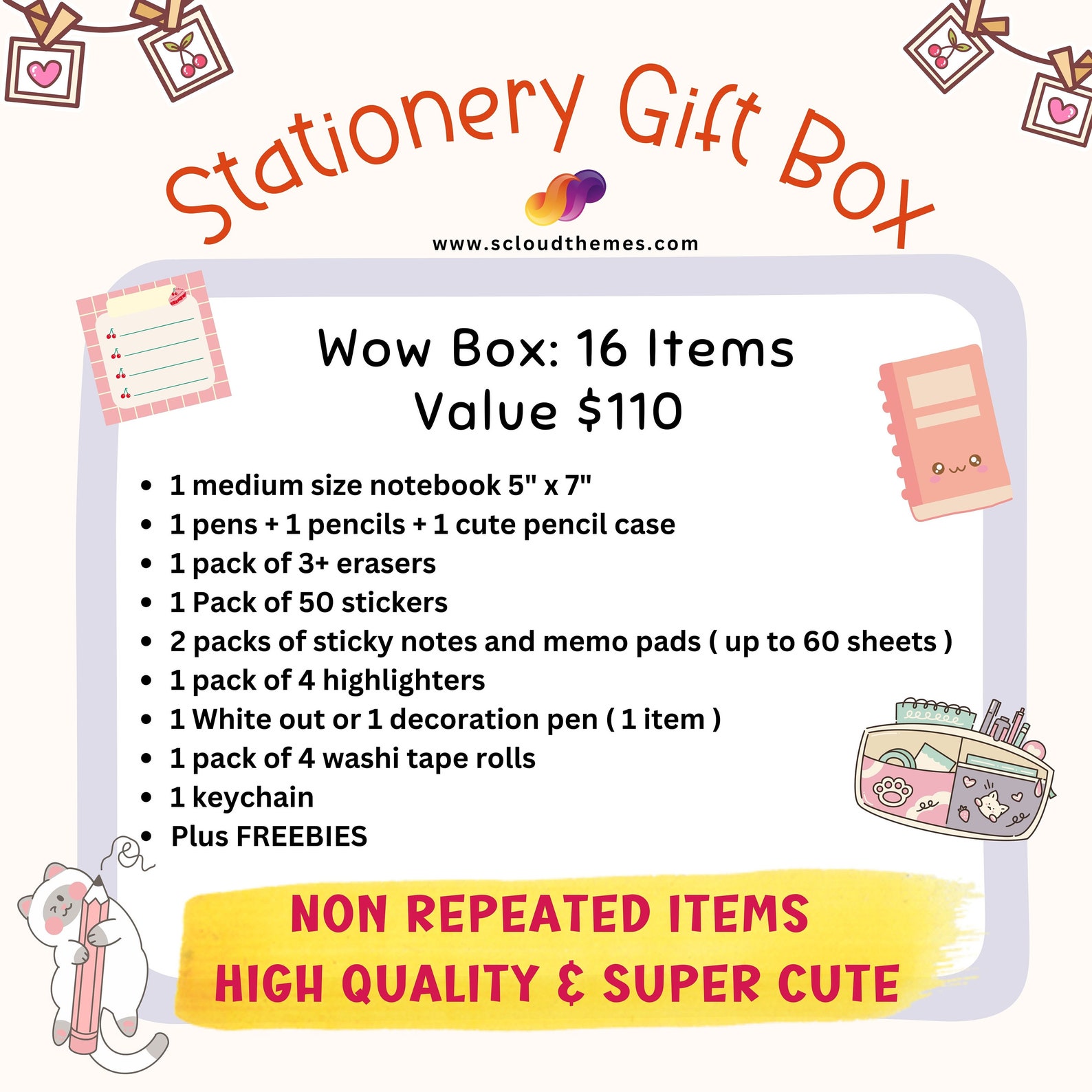 Deluxe Stationery Gift Box Bundle | Mystery Box of Notebooks, Washi ...