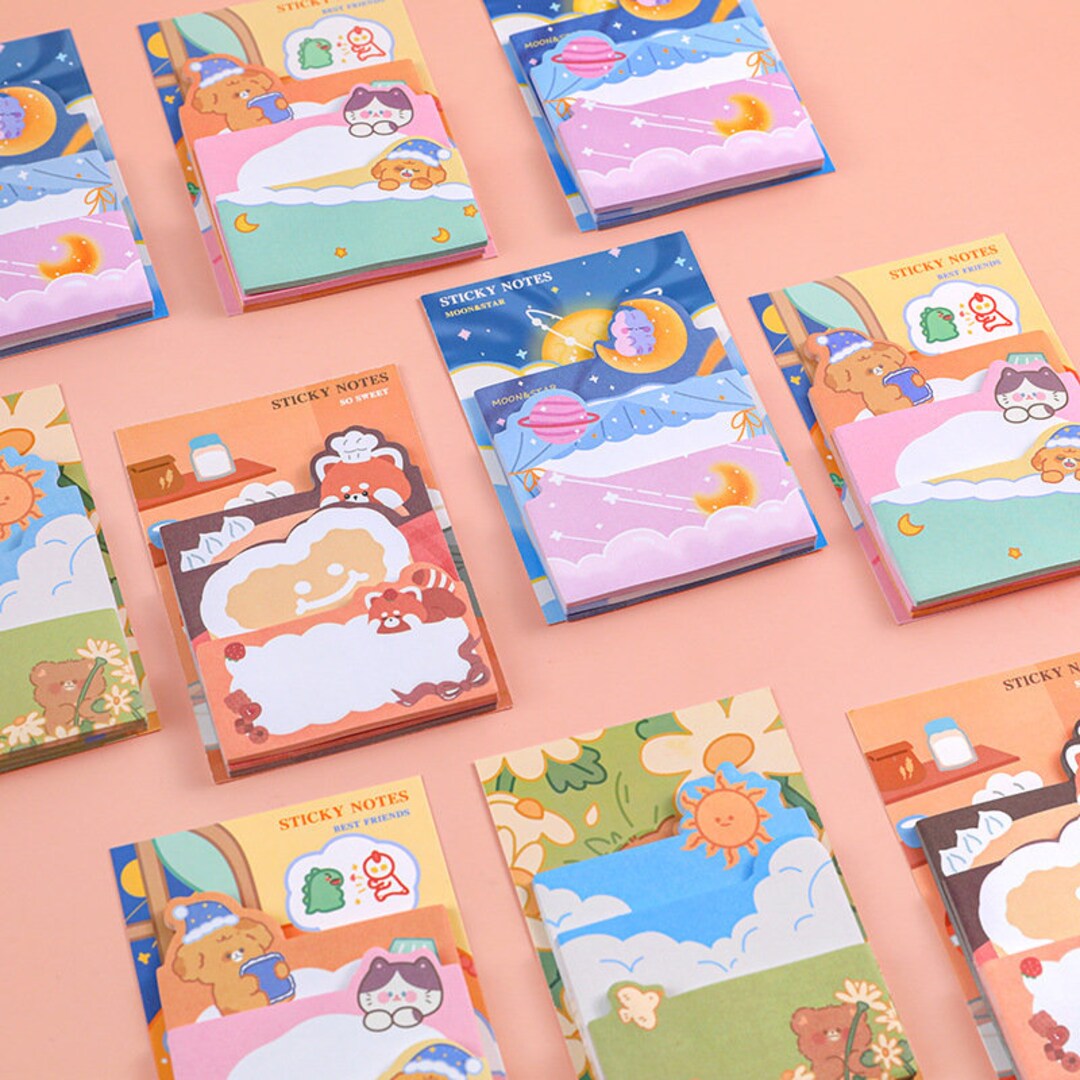 4 Packs Cute Cartoon Animal Sticky Notes Bear Bunny Sticky - Etsy