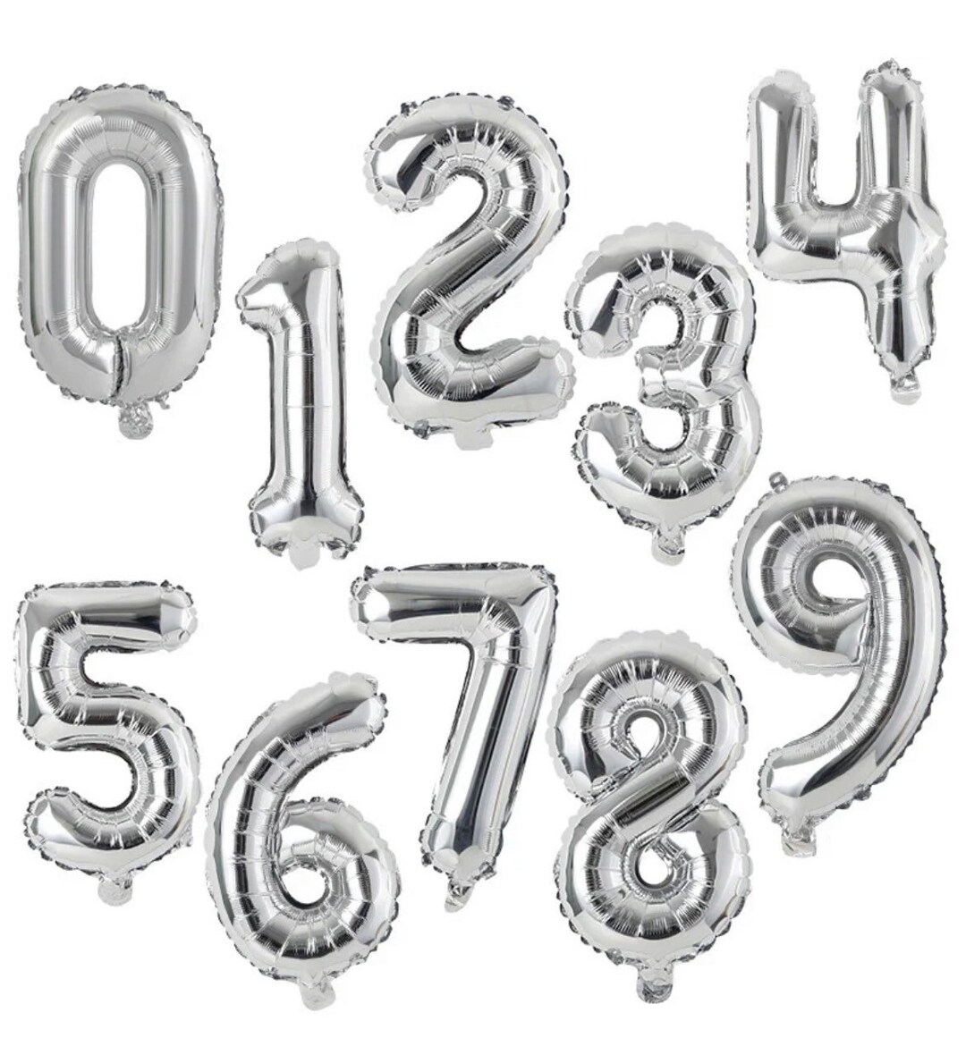Silver Number Balloons - 2 Sizes Available in 16" & 32", Holiday ...