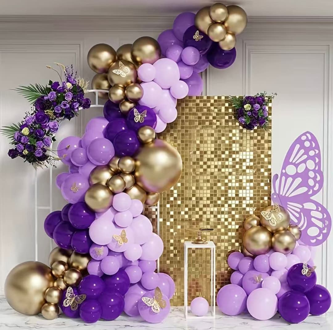 Purple Gold DIY Balloon Garland Kit - Baby Shower, Wedding, Birthdays ...