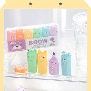 Bear Highlighter 6 Pens Set | Cute Bear Pens for School | Adorable ...