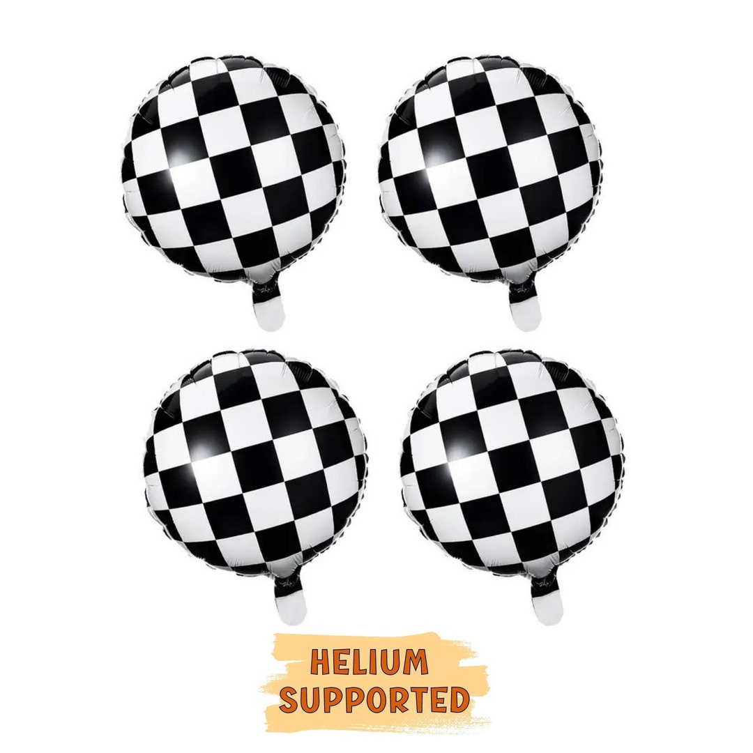 Checkerboard Balloons Set of 4 Balloons - JUMBO Size 18'' - Bundle Them ...