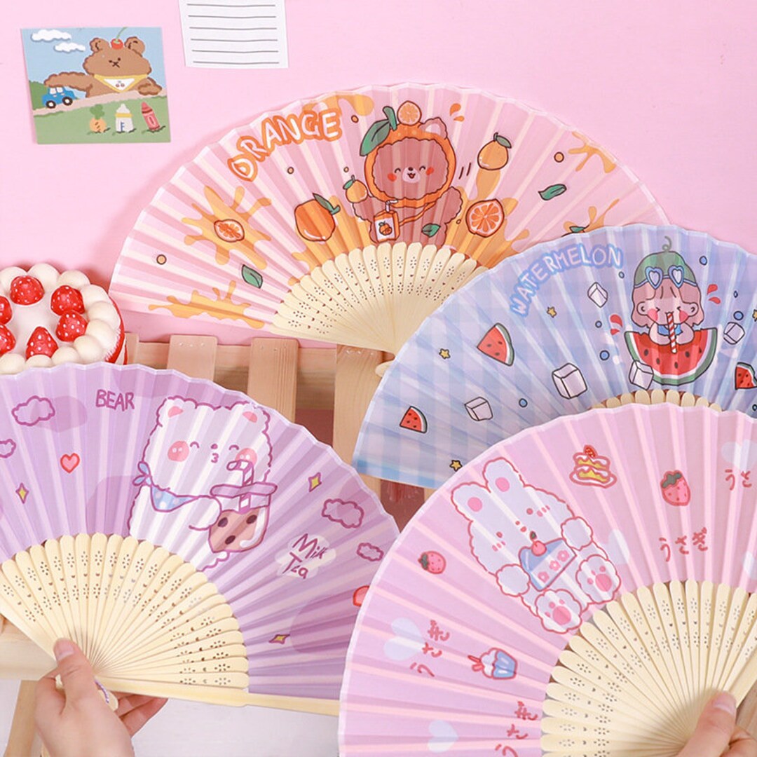 Kawaii Folding Hand Fan | Best Sellers Bunny, Bear, Kitty, Animal ...