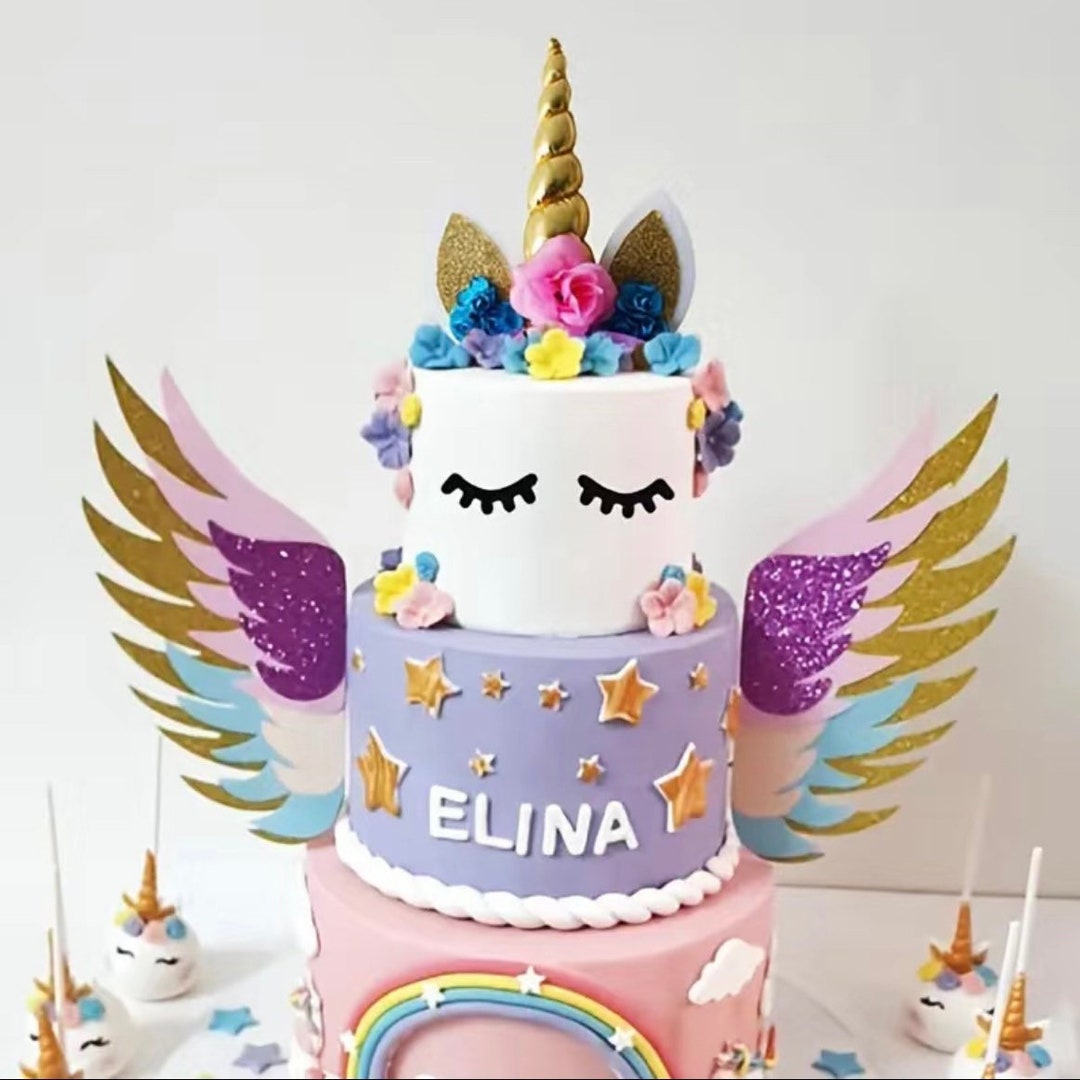 Unicorn Queen With Rainbow Swing Cake Topper Kit - 4 Pcs - Unique and ...