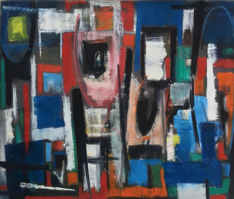 Mid Century Abstract Oil Painting - Etsy