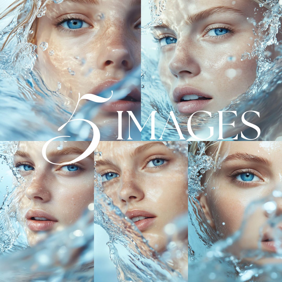 5 Stock Images Series, Fresh Water Beauty, Hydrating Glow, Luxury ...
