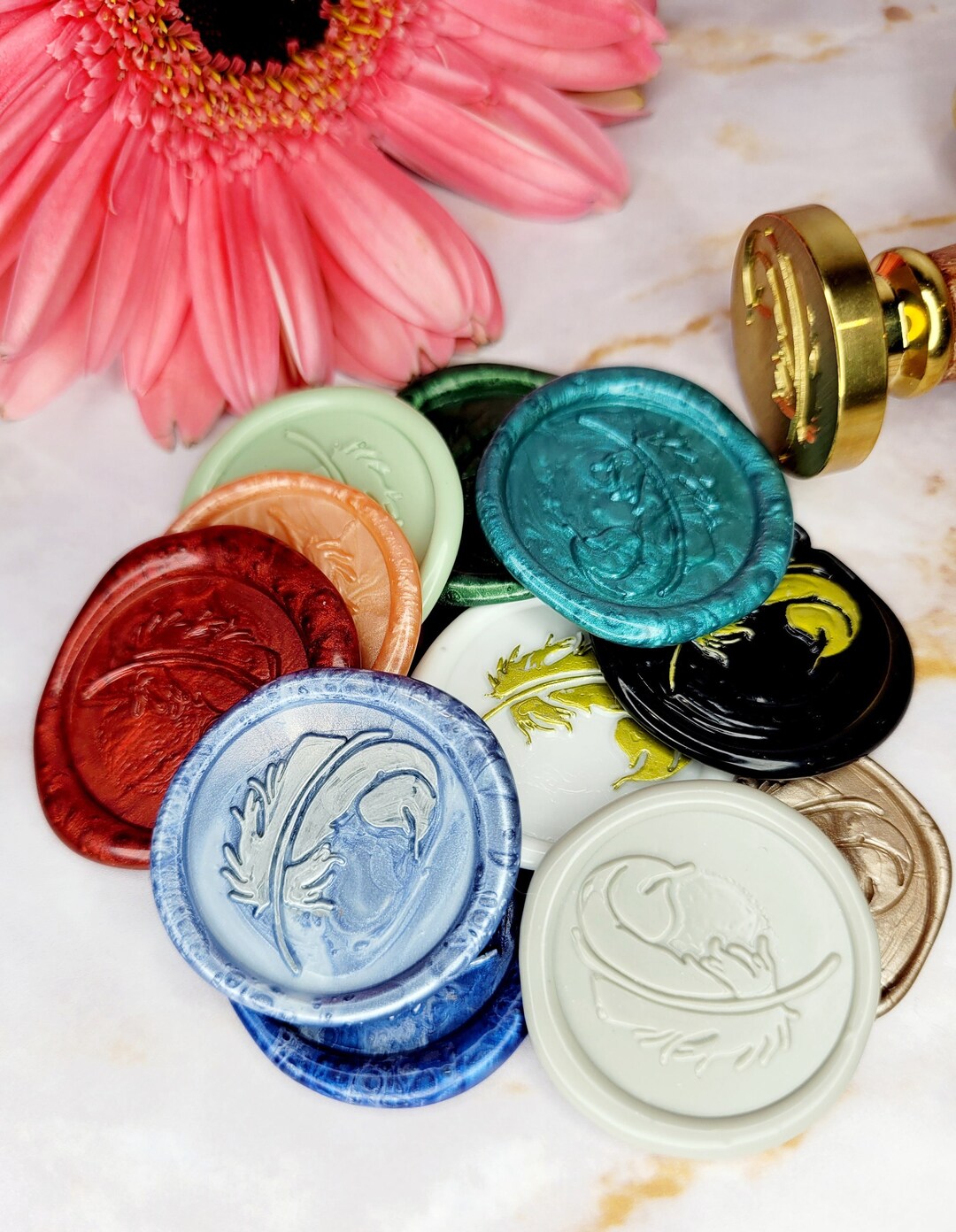 Feather Self Adhesive Wax Seals, Invitation Seals, Wax Seals, Wax Seal ...