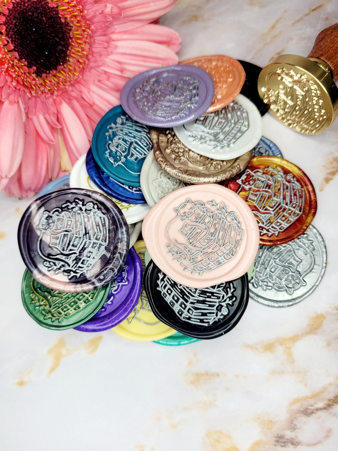 Cat on Book Stack Self Adhesive Wax Seals, Invitation Seals, Wax Seals ...