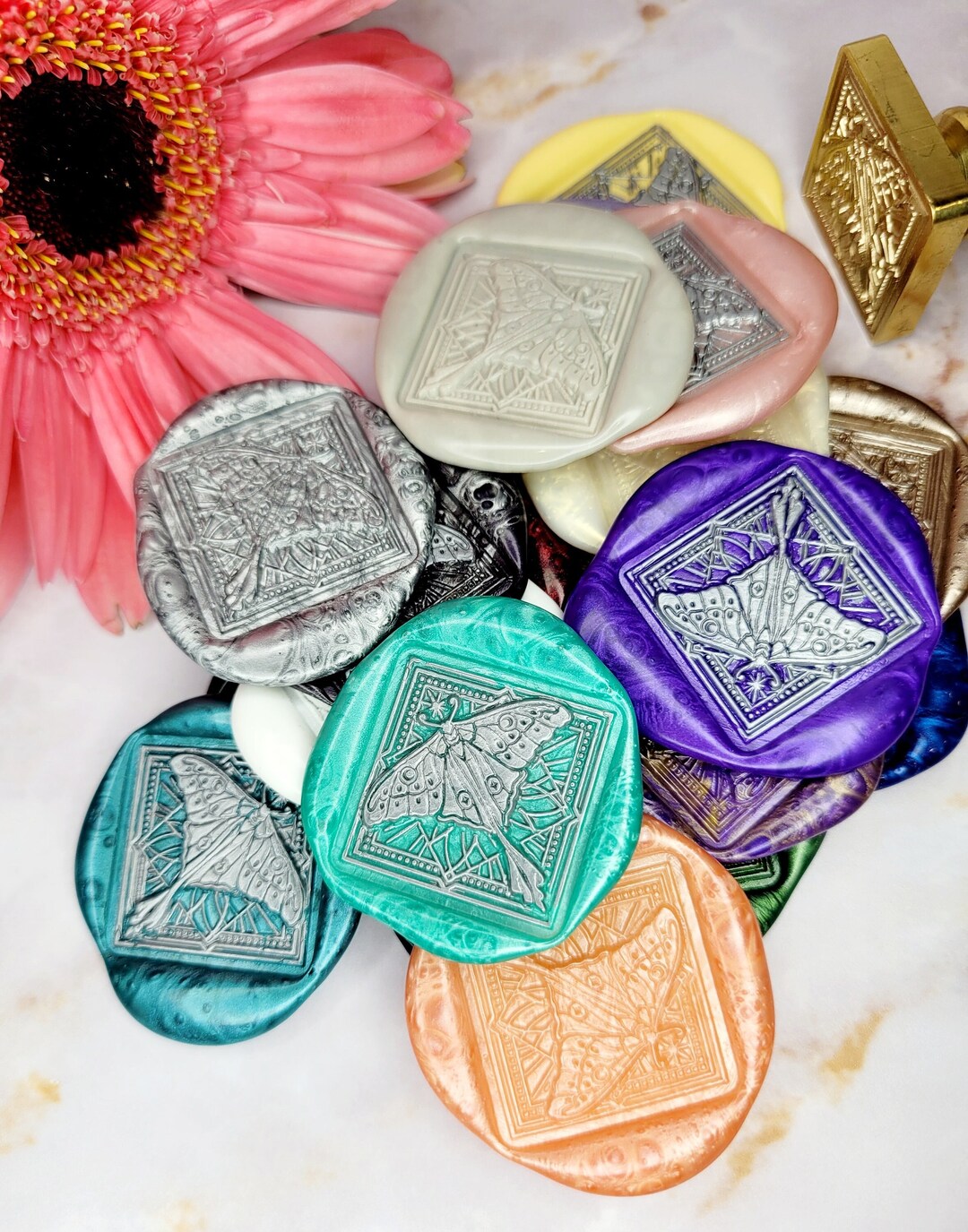 Moth Square Self Adhesive Wax Seals, Invitation Seals, Wax Seals, Wax ...