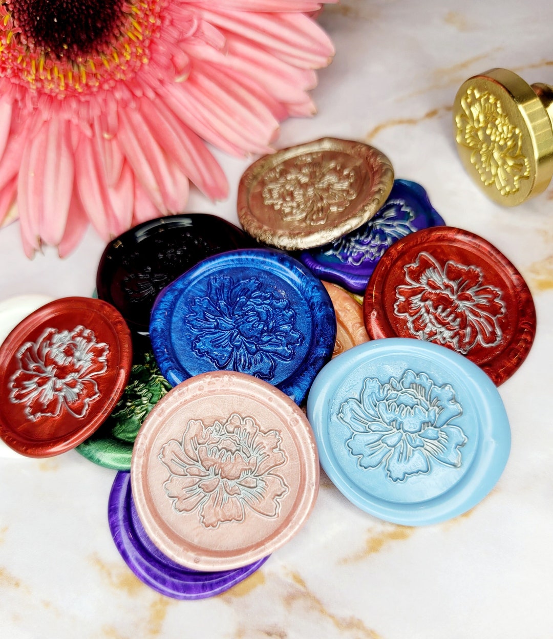 Lotus Flower Self Adhesive Wax Seals, Invitation Seals, Wax Seals, Wax ...