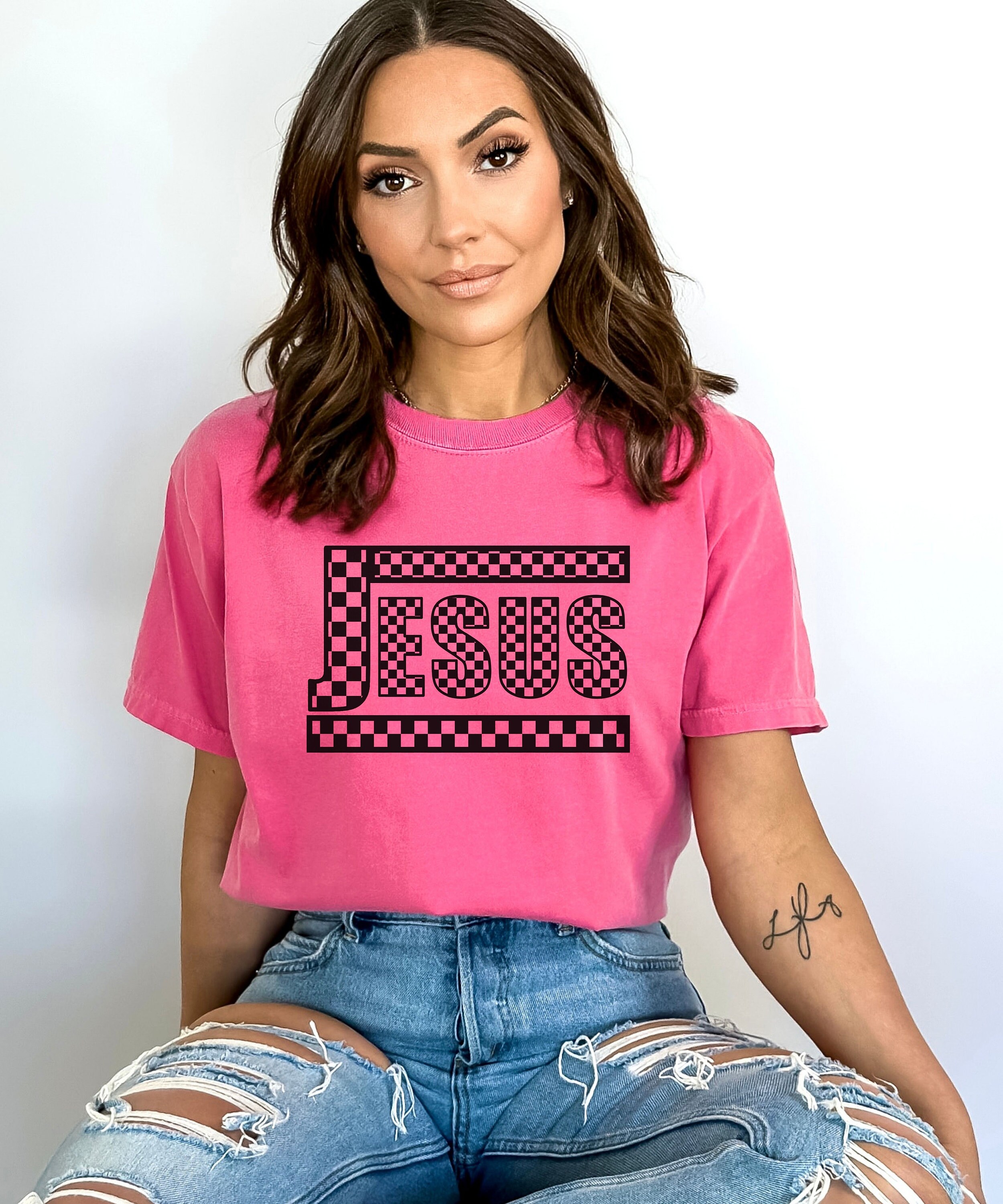 Jesus Checkered Vans Inspired Shirt, Vintage Tshirt Trendy Christian ...