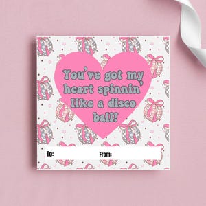 Trendy Disco Cowgirl Printable Valentine Cards 3x3 Digital Download ...