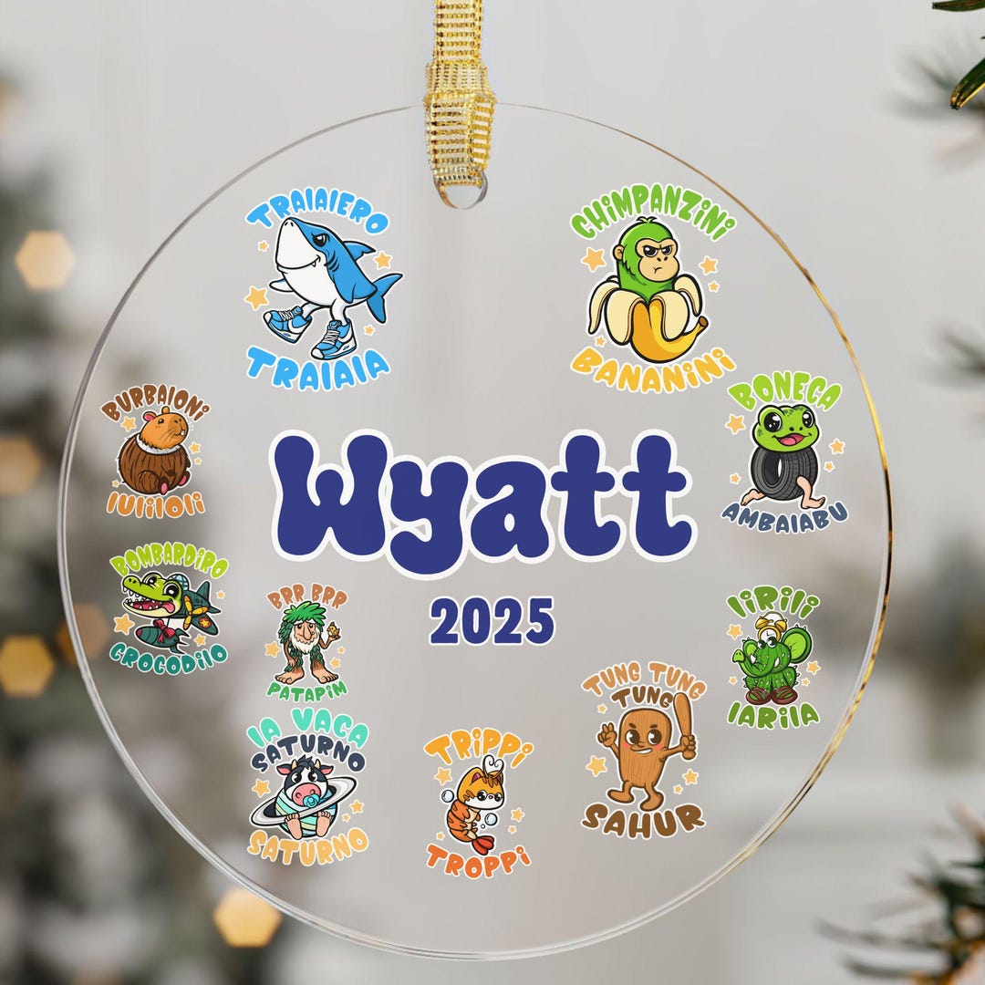 Italian Brain Rot Acrylic Christmas Ornament Meme, Custom Name, Gen Z ...