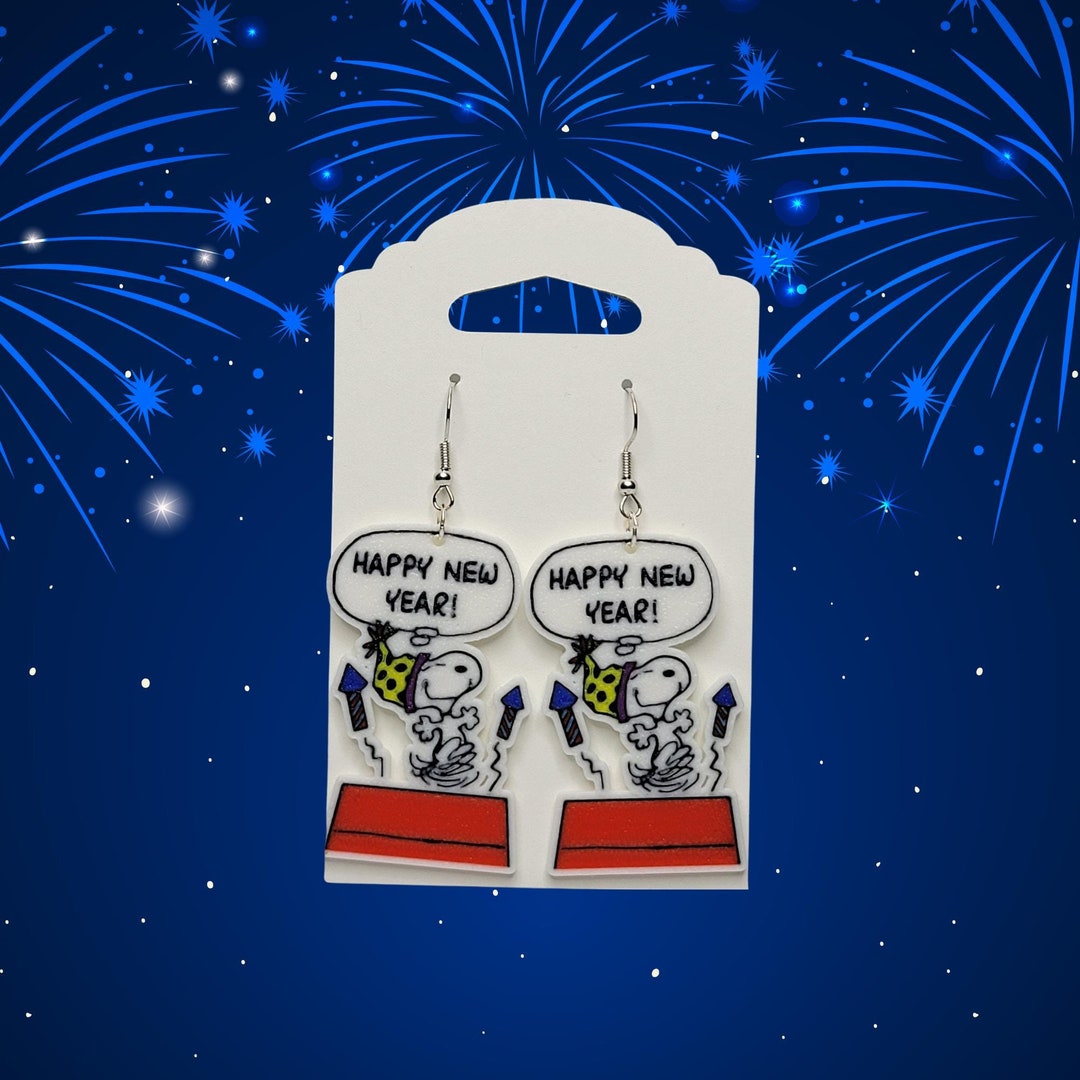 Snoopy New Year Earrings for Peanuts Fans New Year Earrings for Snoopy ...