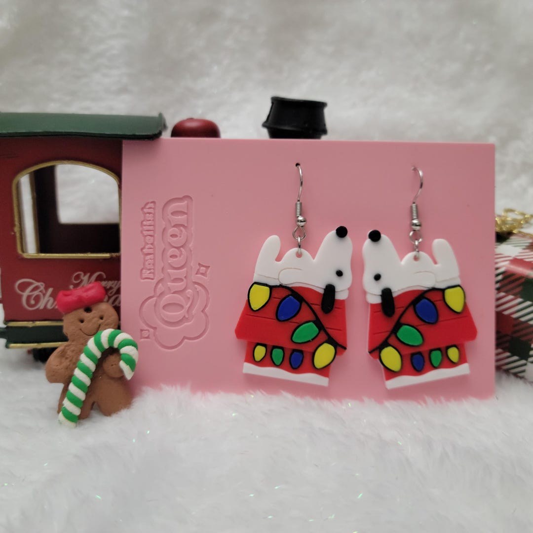 Christmas Earrings: 3D Printed Dog House, Stainless Steel - Etsy