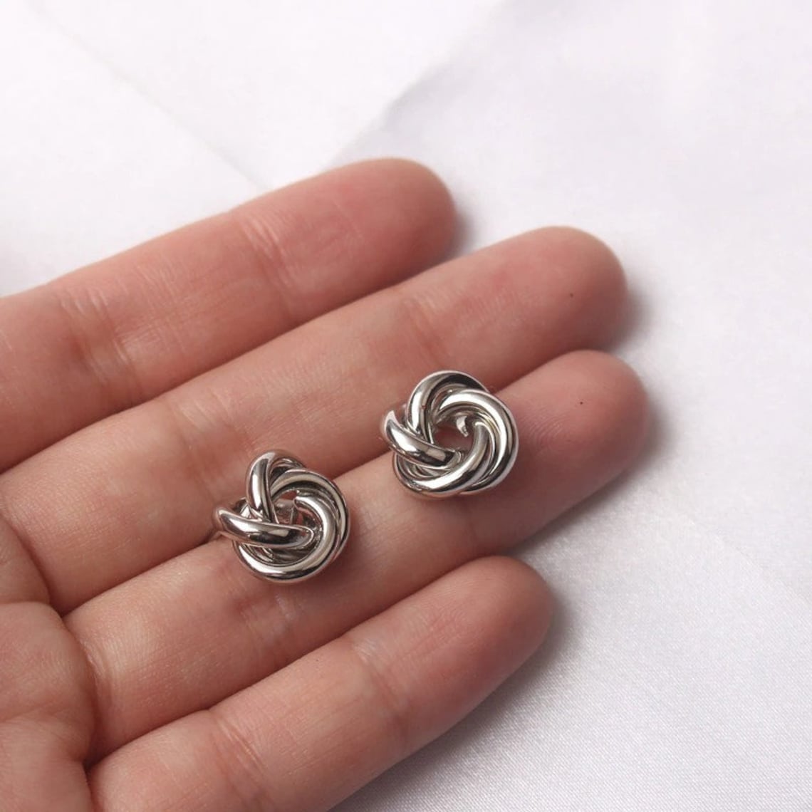 Silver Knot Stud Earrings gold Knot Stud Earring Minimalist - Etsy