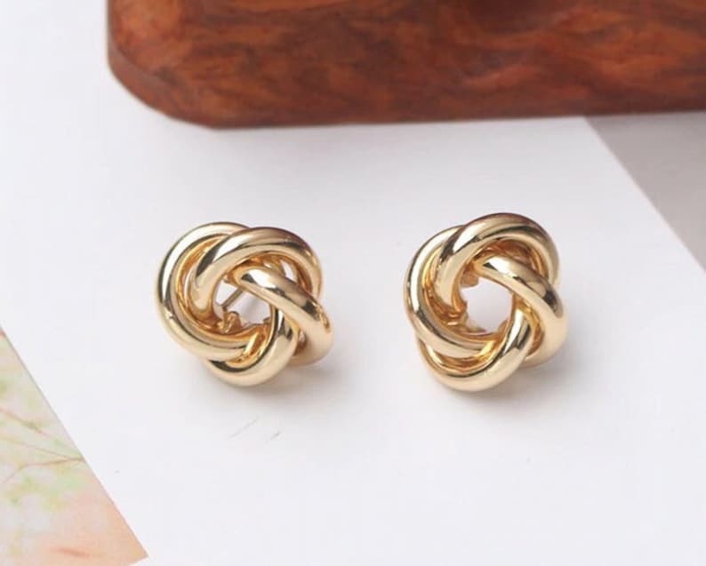 Silver Knot Stud Earrings gold Knot Stud Earring Minimalist - Etsy