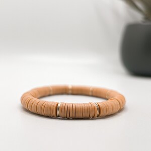Neutral Heishi Bracelet Gold Brushed Discs Stacking Stretch Bracelet Womens Bracelet Jewelry ...