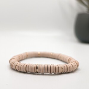 Neutral Heishi Bracelet Gold Brushed Discs Stacking Stretch Bracelet Womens Bracelet Jewelry ...