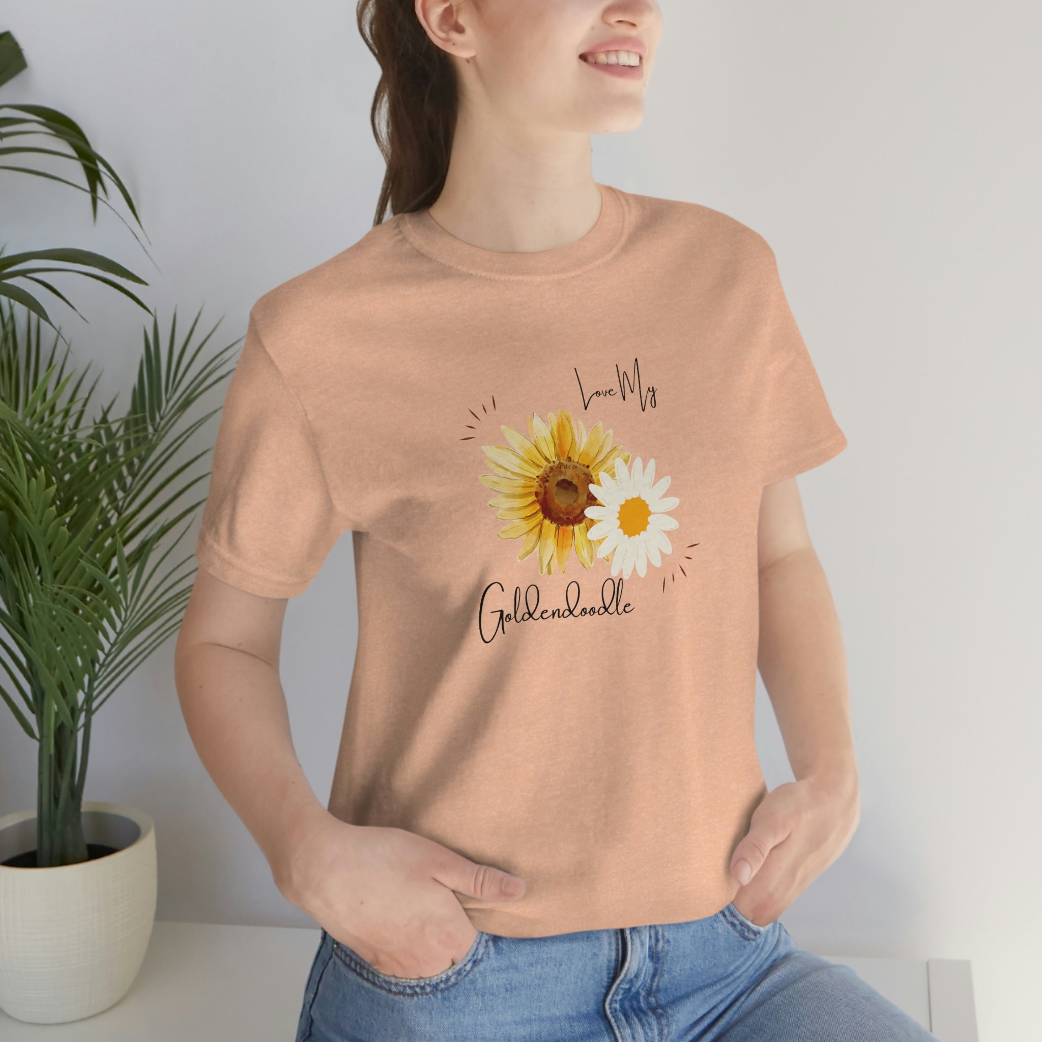 Goldendoodle Dog T-shirt With Springtime Daisy Flowers Doodle - Etsy