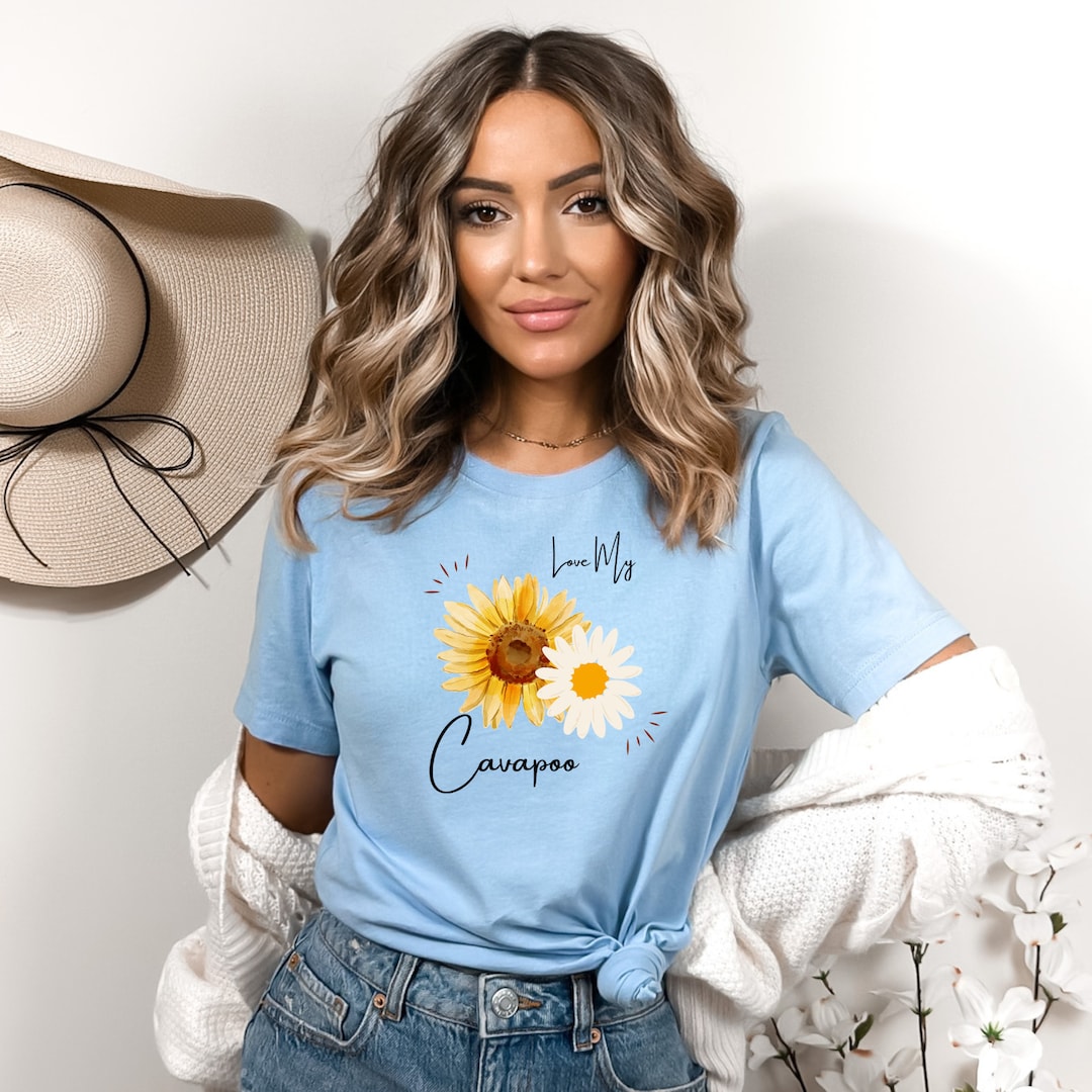 Cavapoo Dog T-shirt With Springtime Daisy Flowers, Doodle Dog Mom ...