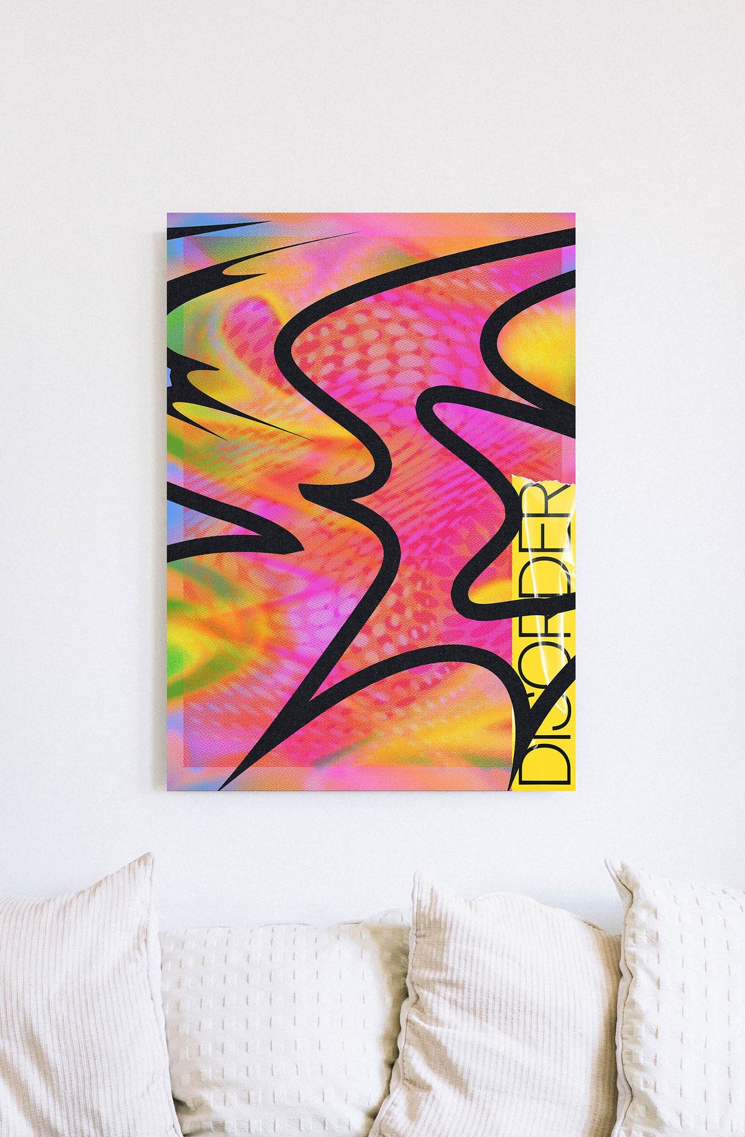 Disorder Print Aesthetic Typography Poster, Retro Wall Art, Maximalist ...