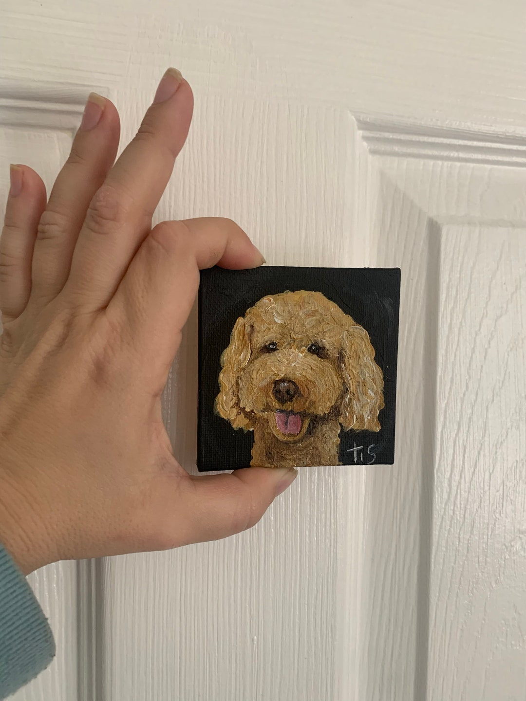 Pet Portrait Magnet, Mini Canvas Art Gift for Dog Mom, Small Animal ...