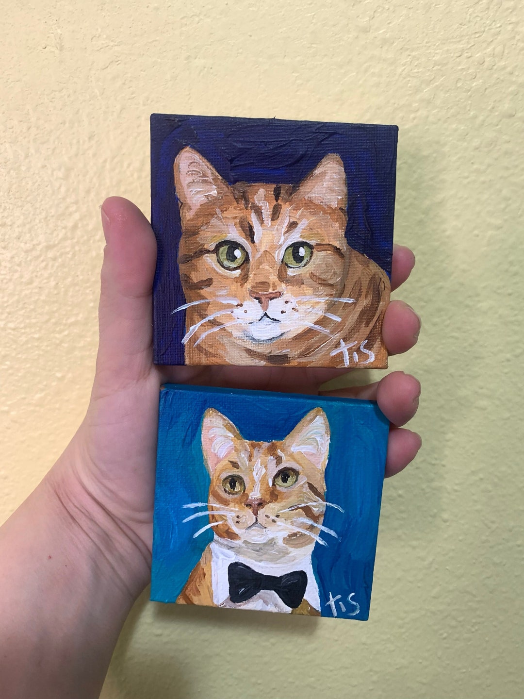 Custom Mini Cat Painting With Easel or Magnet Personalized Gift for Cat ...