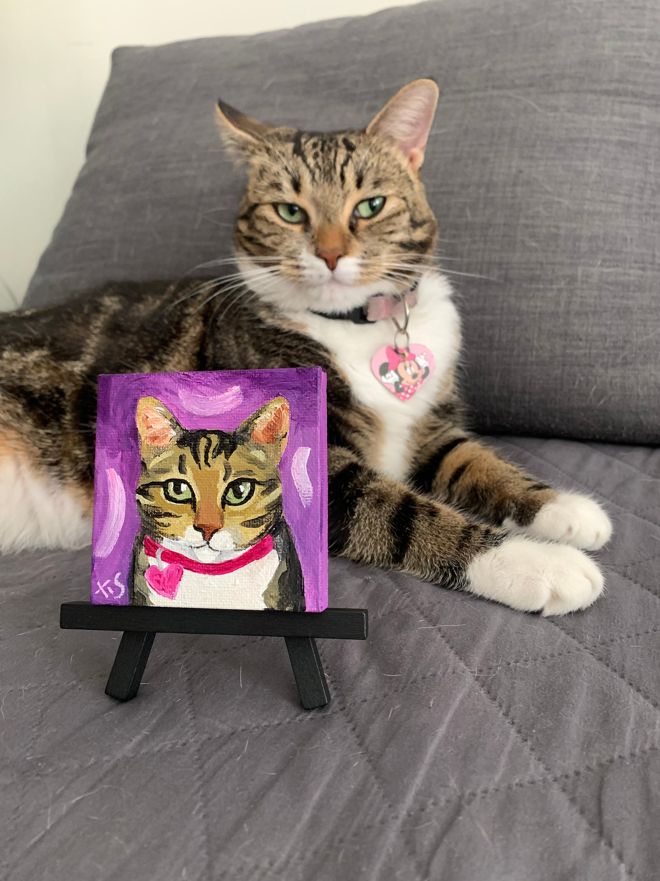 Custom Mini Cat Painting With Easel or Magnet Personalized Gift for Cat ...