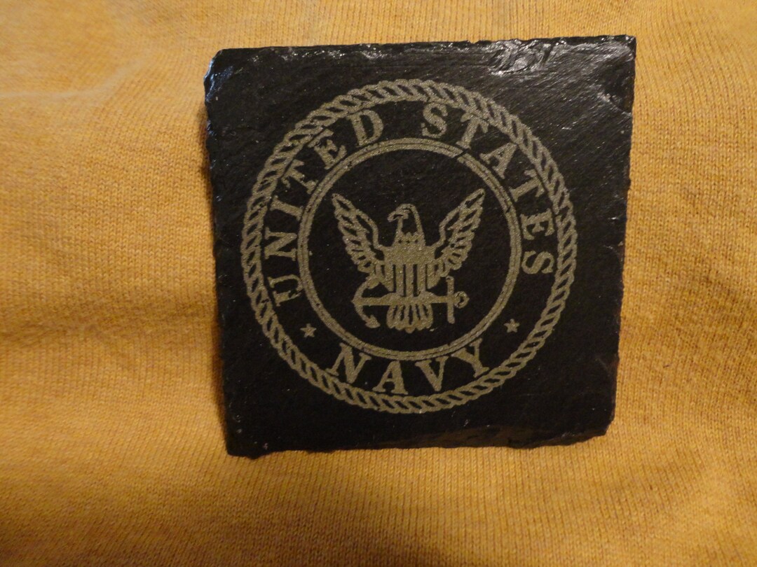 Slate Coaster Navy Design. Sawtooth Cut That Are Sealed Top - Etsy