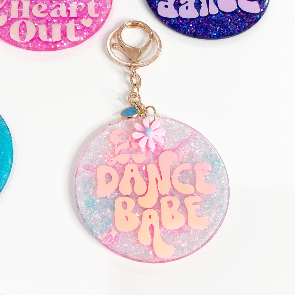 Personalized Girls Dance Keychains, Custom Glitter Dancer Keychains ...