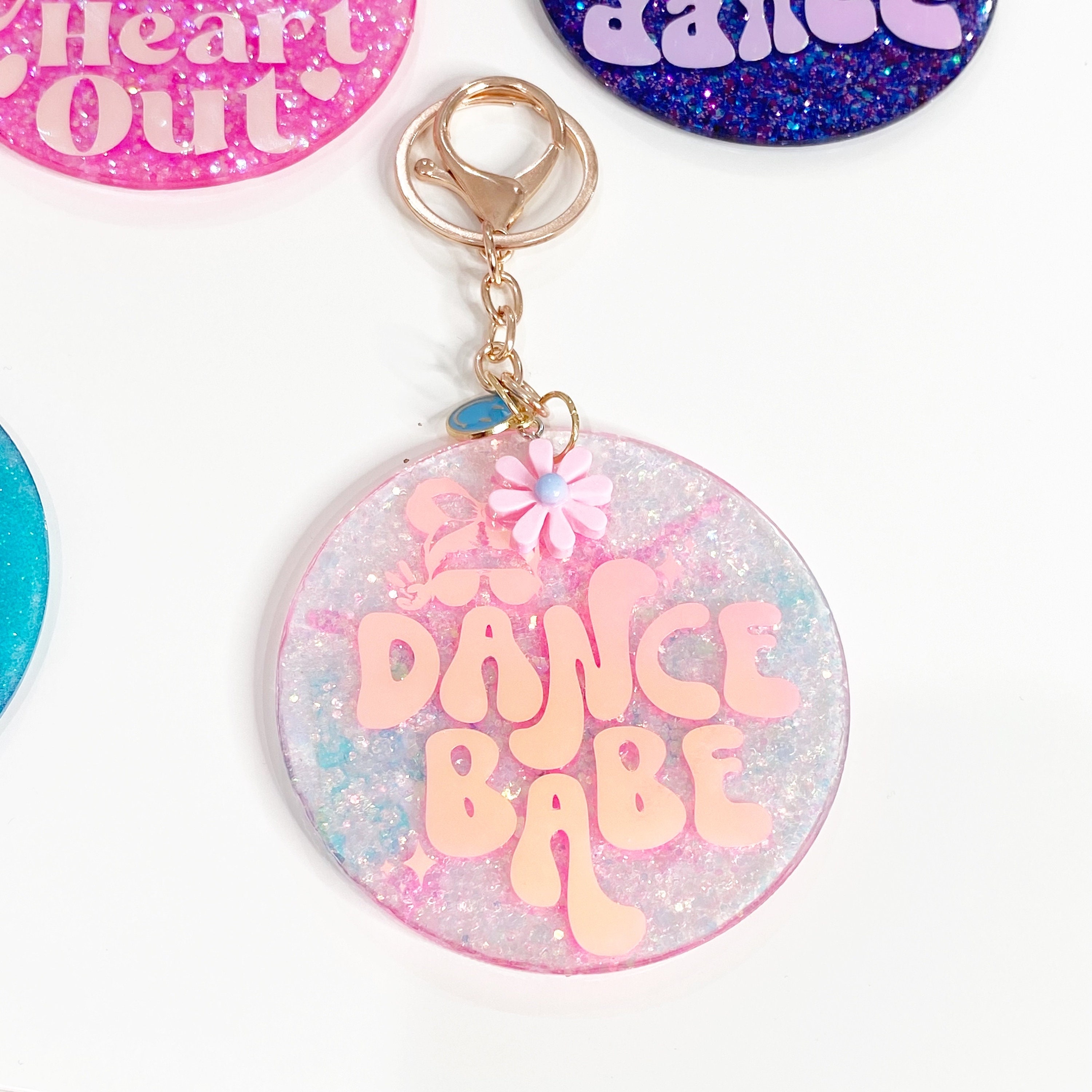 Personalized Girls Dance Keychains, Custom Glitter Dancer Keychains ...
