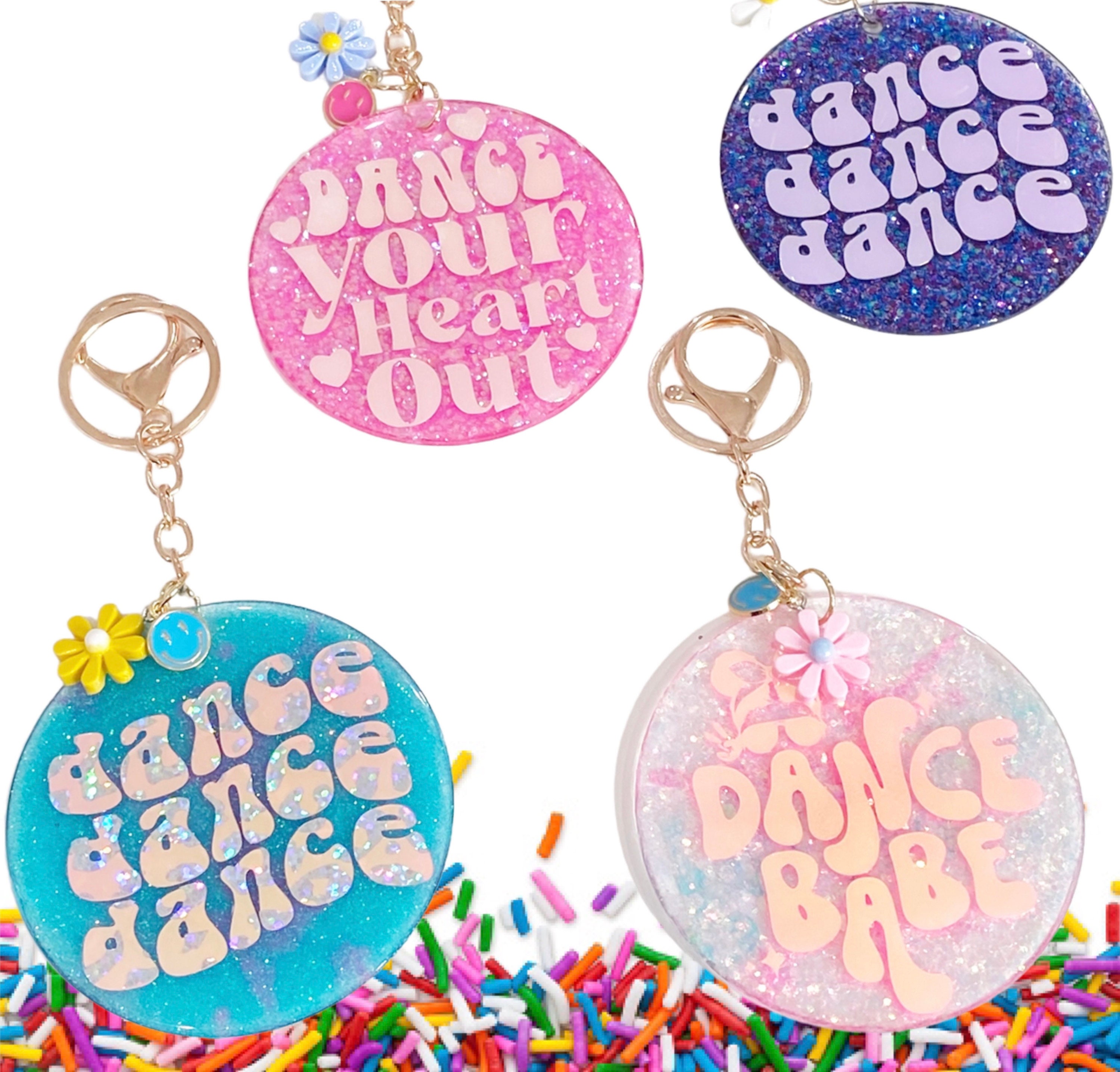 Personalized Girls Dance Keychains, Custom Glitter Dancer Keychains ...