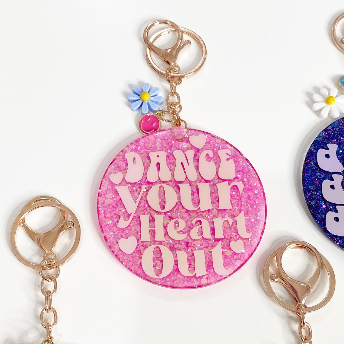 Personalized Girls Dance Keychains, Custom Glitter Dancer Keychains ...