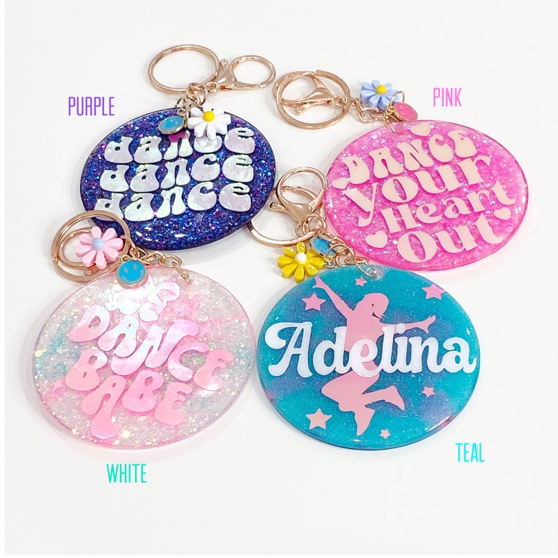 Personalized Girls Dance Keychains, Custom Glitter Dancer Keychains ...