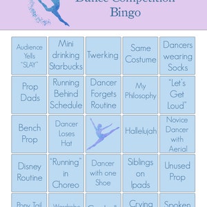 Printable Dance Competition Bingo Cards - 22 Variations! - Etsy