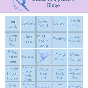 Printable Dance Competition Bingo Cards - 22 Variations! - Etsy
