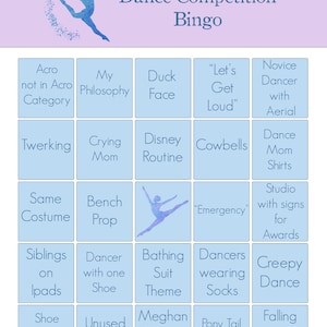 Printable Dance Competition Bingo Cards - 22 Variations! - Etsy