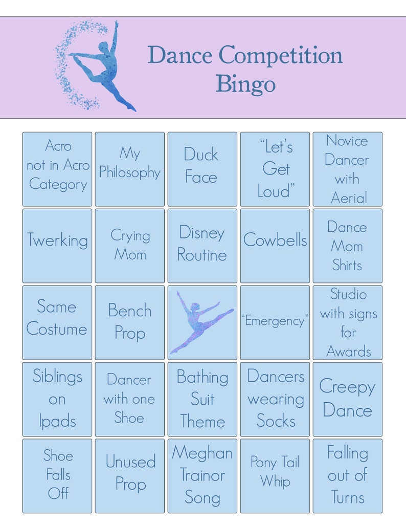 Printable Dance Competition Bingo Cards - 22 Variations! - Etsy