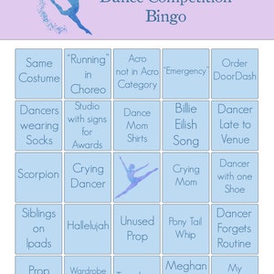 Printable Dance Competition Bingo Cards - 22 Variations! - Etsy