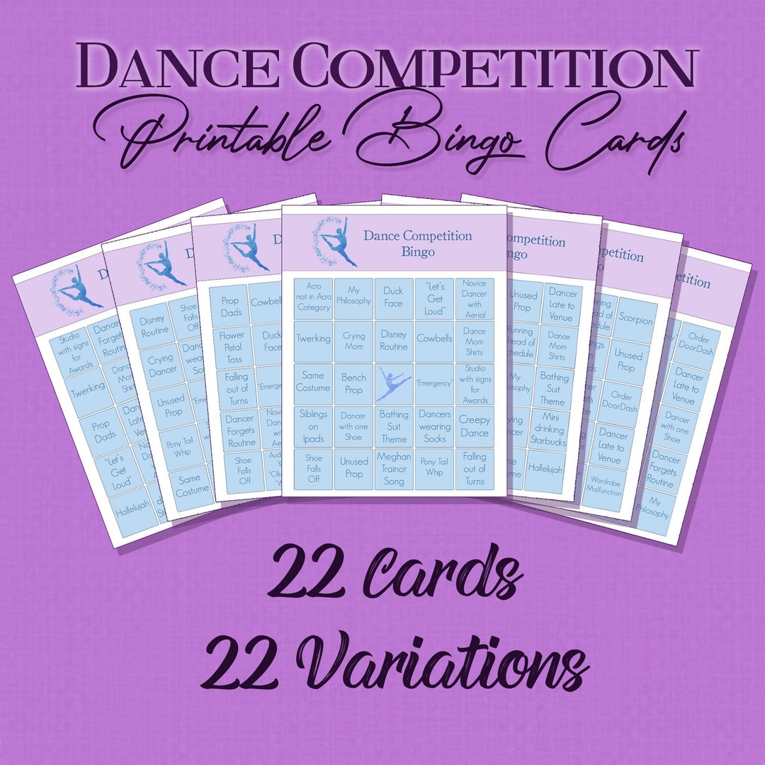 Printable Dance Competition Bingo Cards - 22 Variations! - Etsy
