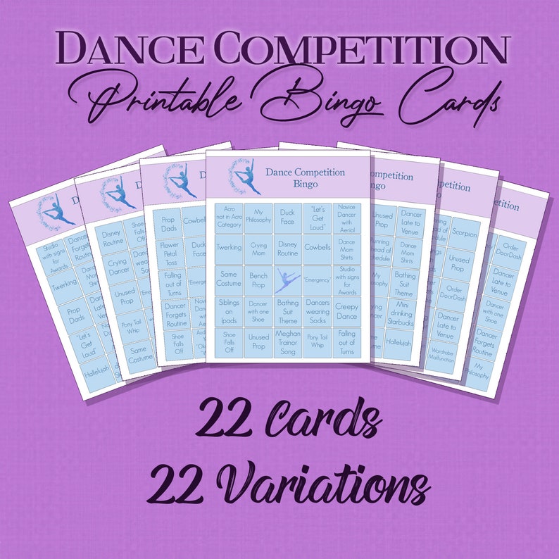 Printable Dance Competition Bingo Cards - 22 Variations! - Etsy