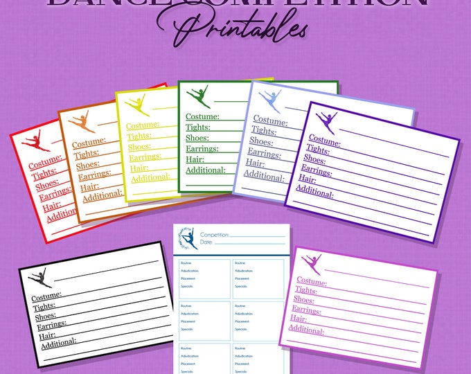 8 Colors Dance Competition Costume Cards & Results Sheet Download - Etsy