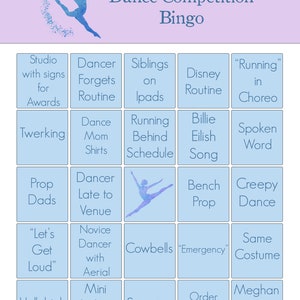 Printable Dance Competition Bingo Cards - 22 Variations! - Etsy