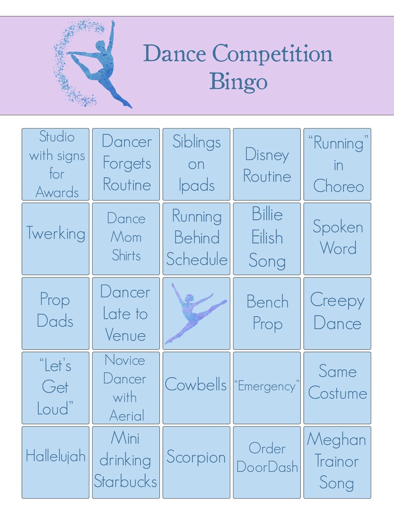 Printable Dance Competition Bingo Cards - 22 Variations! - Etsy