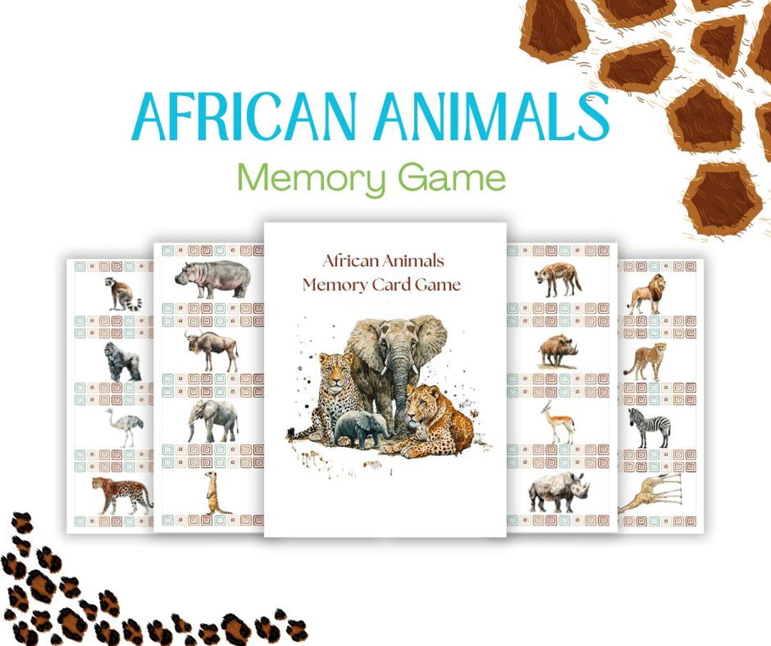 African Animals Memory Card Game | Homeschool Printable (PDF) - Etsy